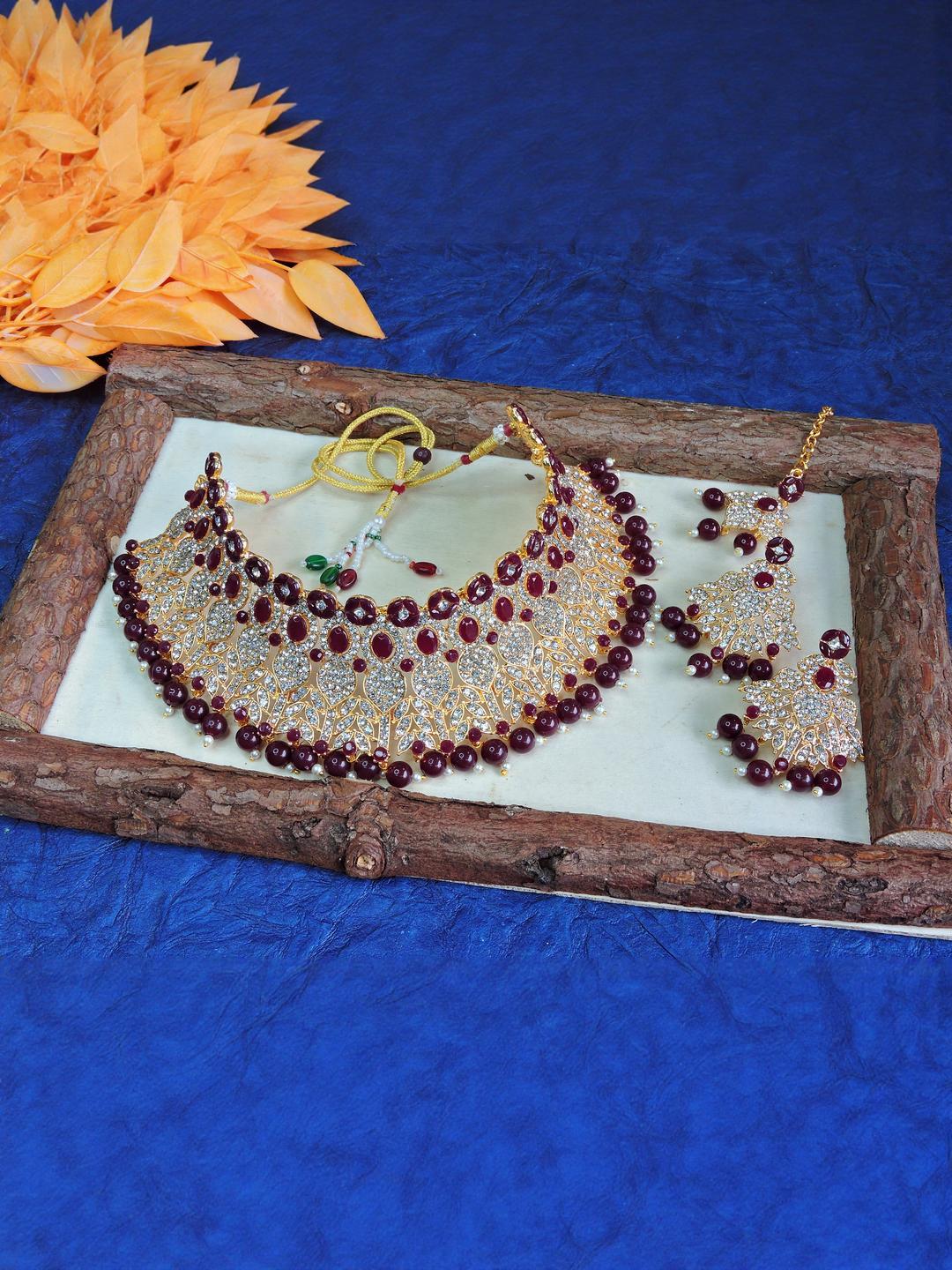 Buy VATSALYA Creation Women Maroon Jewellery Set - Jewellery Set for ...