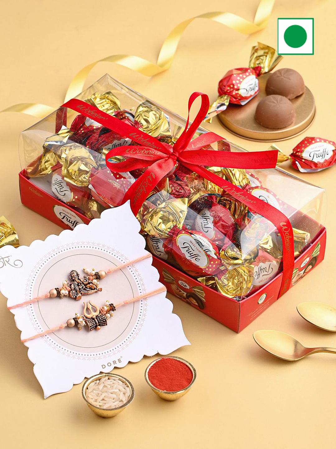 Buy Hyperfoods Set Of 2 Rakhis With Wobniar Truffle Chocolate Gift Set ...