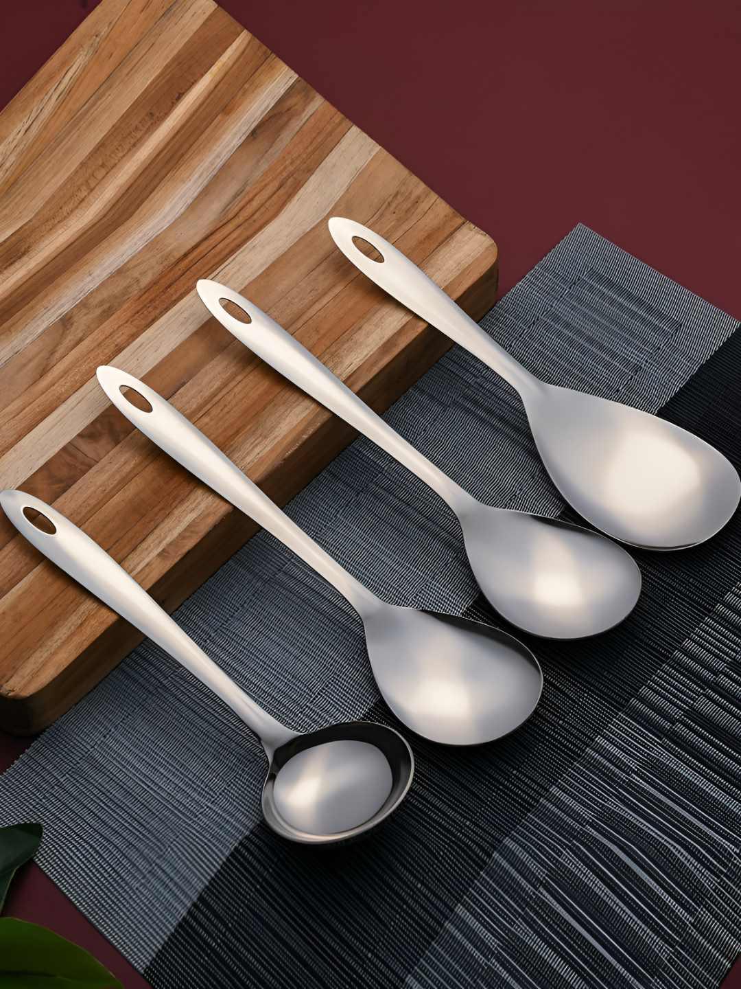 Buy FNS 4 Pieces Stainless Steel Serving Spoons - Spoon for Unisex ...