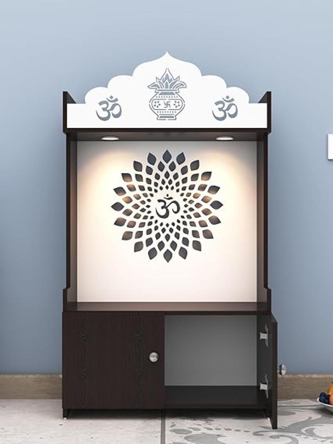 Buy ANIKAA Brown Engineered Wooden LED Light Home Temple - Home Temple ...