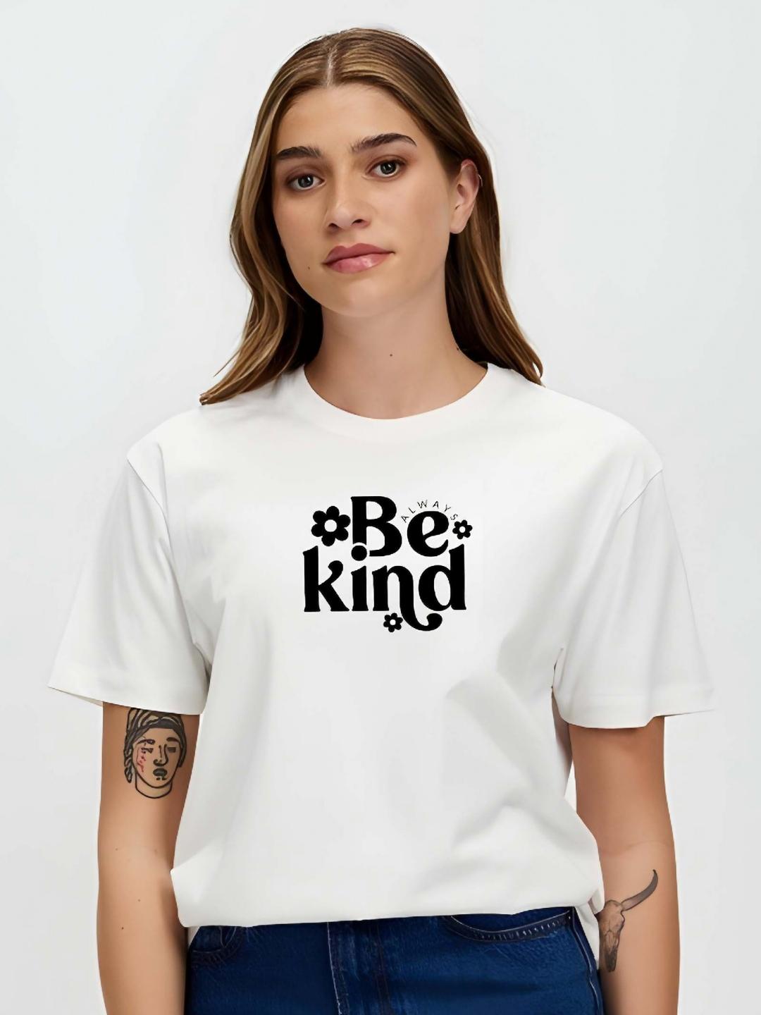 Buy KAIDO Women Typography Printed Round Neck Regular Fit T Shirt ...