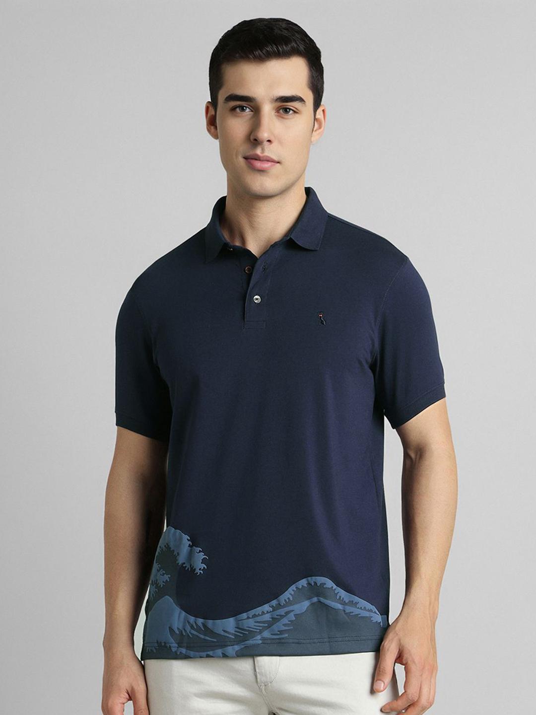 Buy SIMON CARTER LONDON Men Solid Printed Polo Collar Slim Fit T Shirt ...