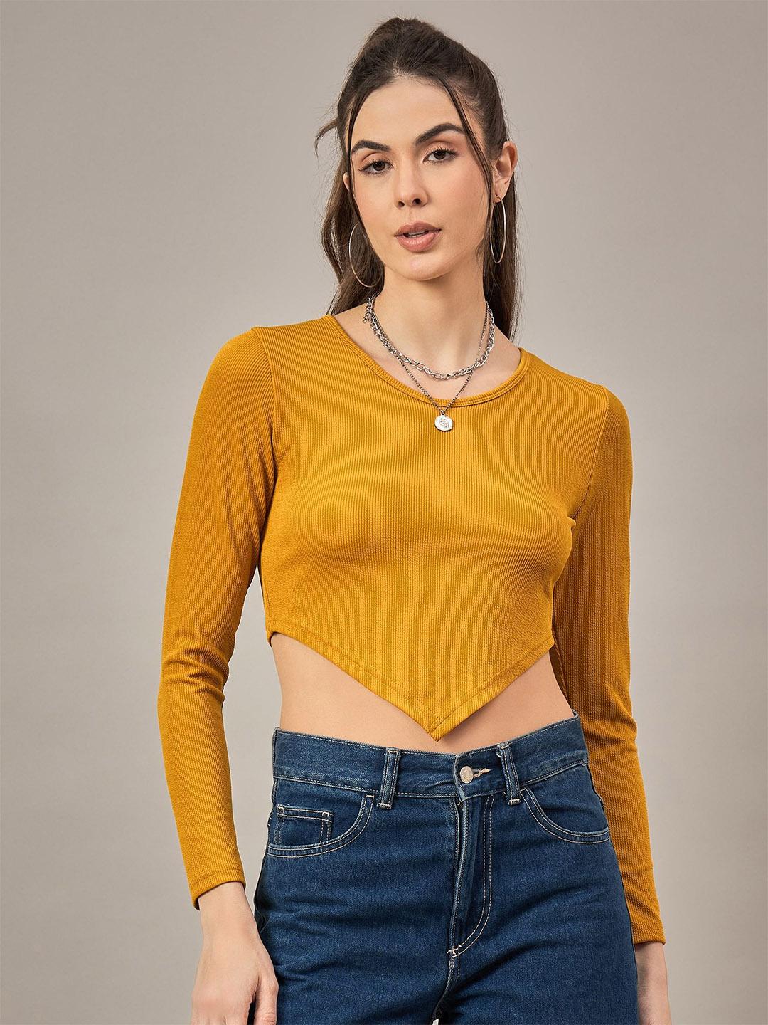 Buy R.Code By The Roadster Life Co. Women Ribbed Fitted Crop Top - Tops ...