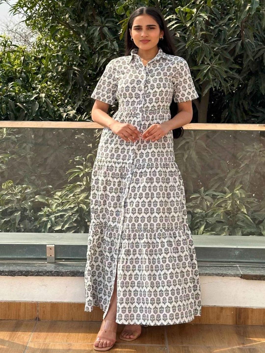 Buy Myclo Flow Freely Women Floral Printed Cotton Shirt Dress - Dresses ...