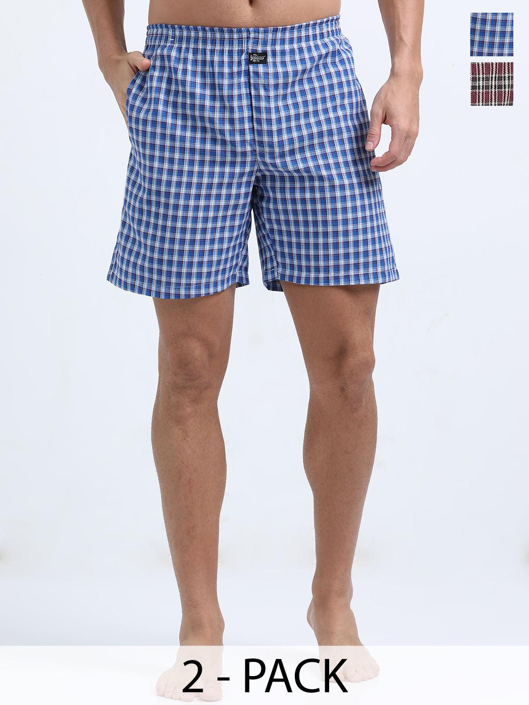 Buy The Roadster Lifestyle Co. Checked Boxers Pack Of 2 - Boxers for ...