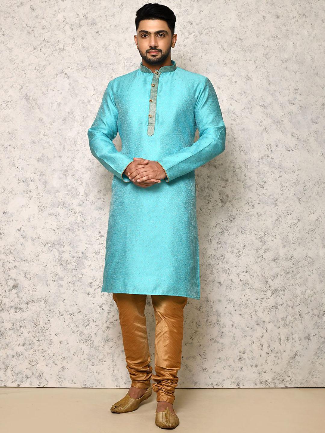 Buy RANAK Ethnic Motifs Woven Design Straight Kurta With Churidar ...