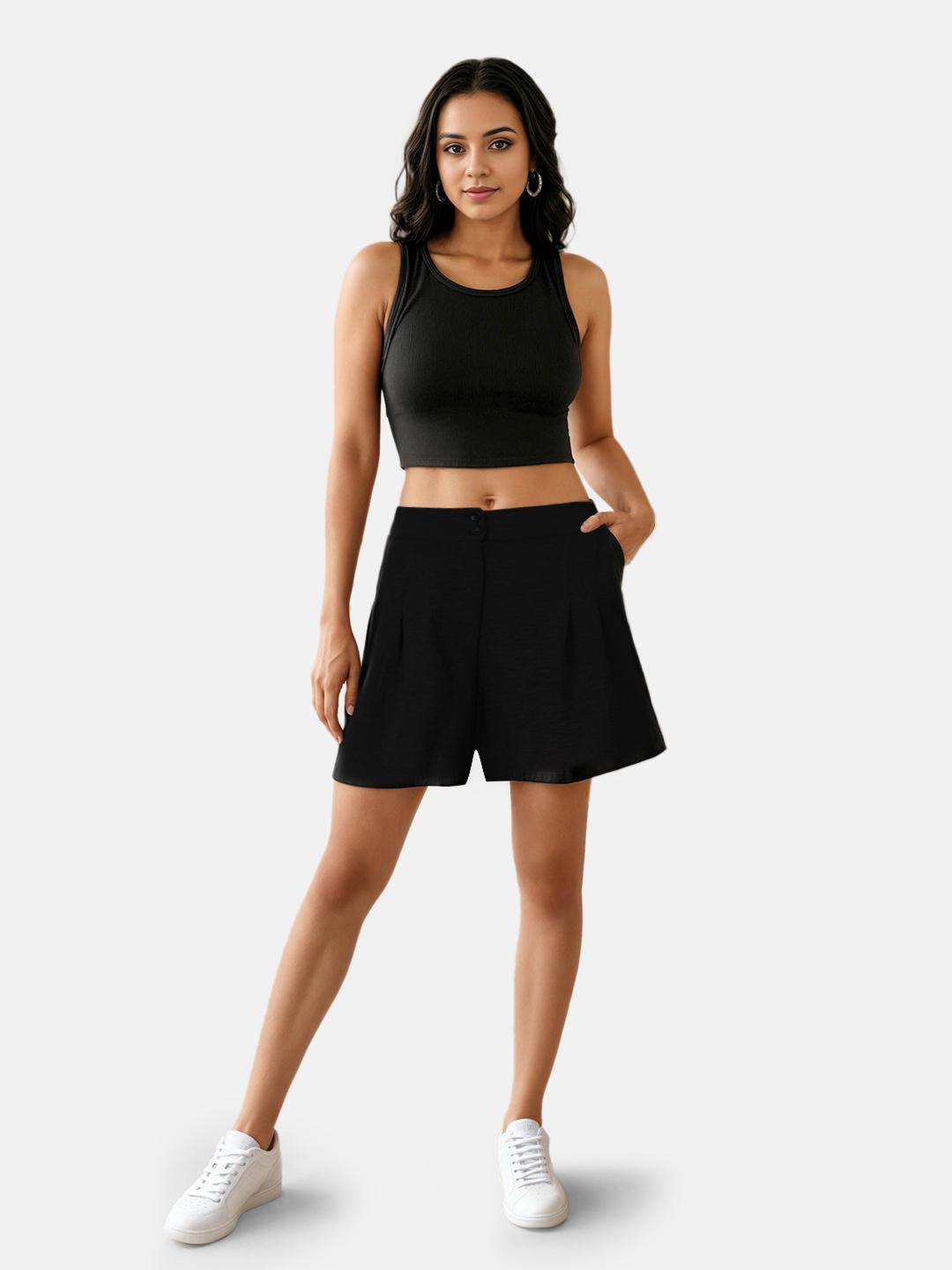 Buy Glitchez Women High Rise Pleated Shorts - Shorts for Women 33133233 ...