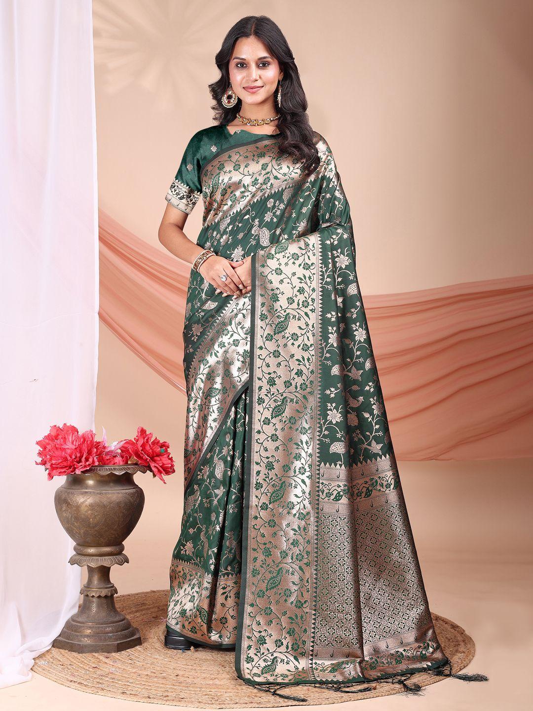 Buy Dhyey Fashion Floral Zari Heavy Work Banarasi Saree - Sarees for ...