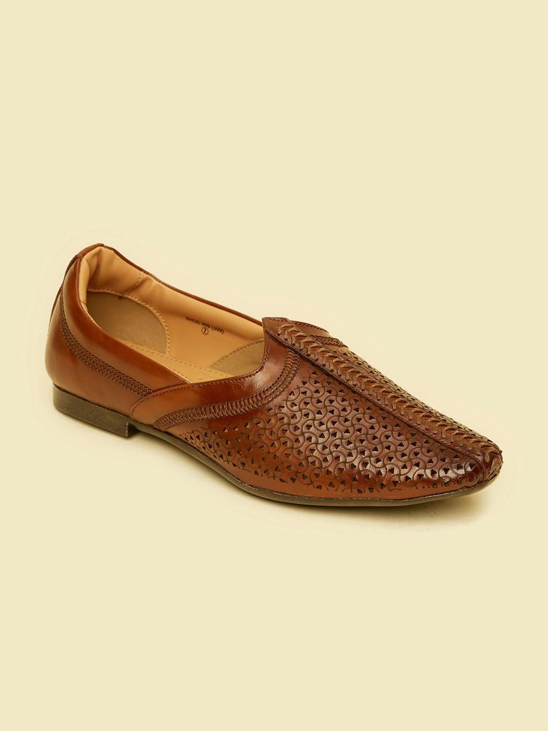 Buy Manyavar Men Woven Design Synthetic Leather Regular Loafers ...