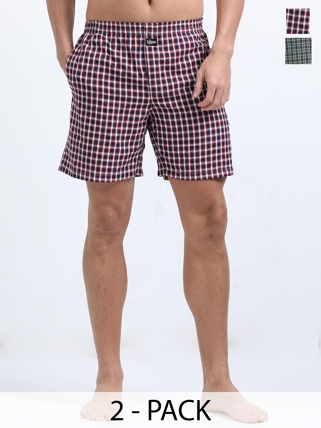 Buy Roadster Men Pack Of 2 Checked Boxers - Boxers for Men 34829970 ...