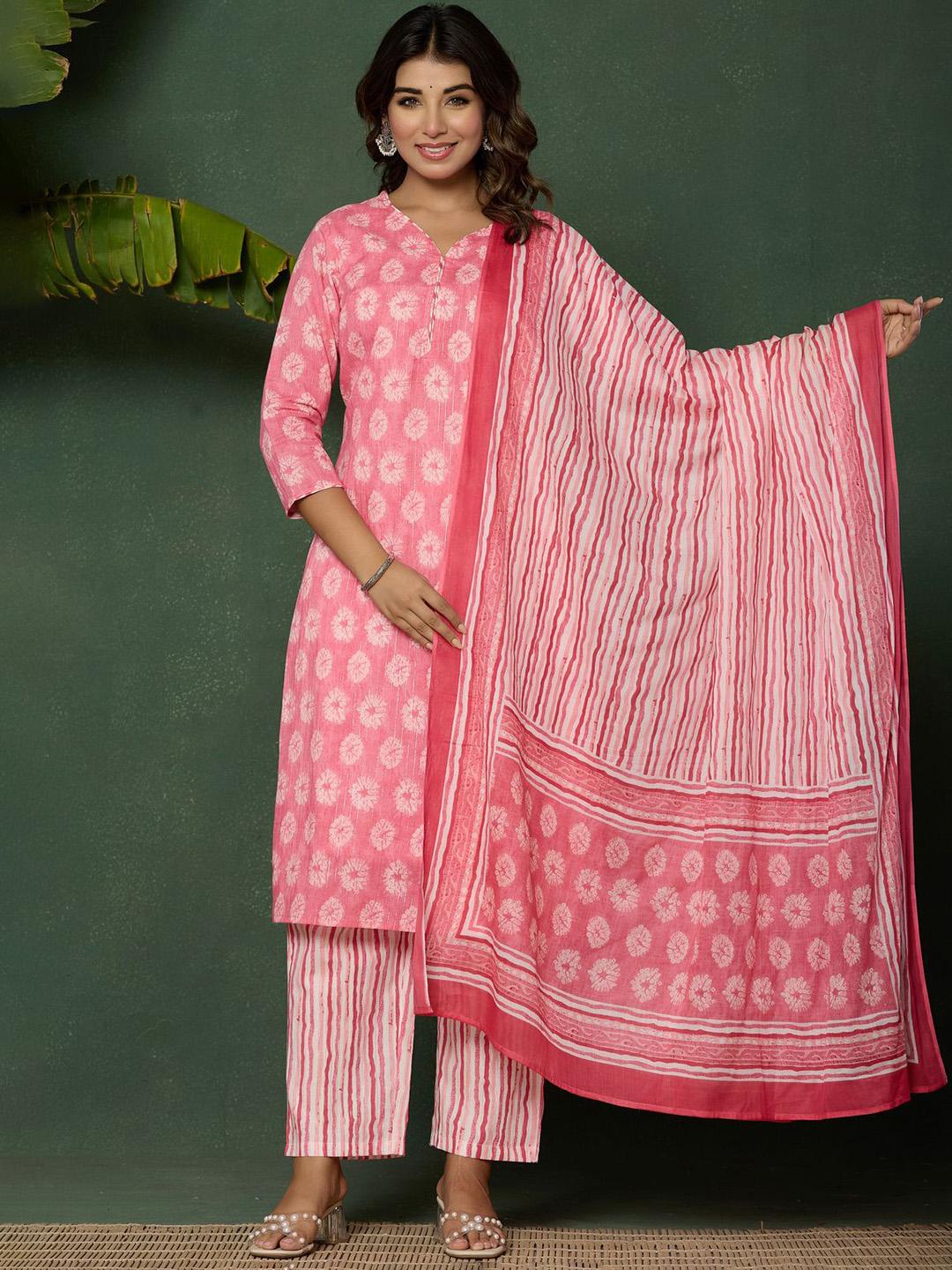 Buy Kiaasa Women Floral Printed Regular Kurta With Trousers & With ...