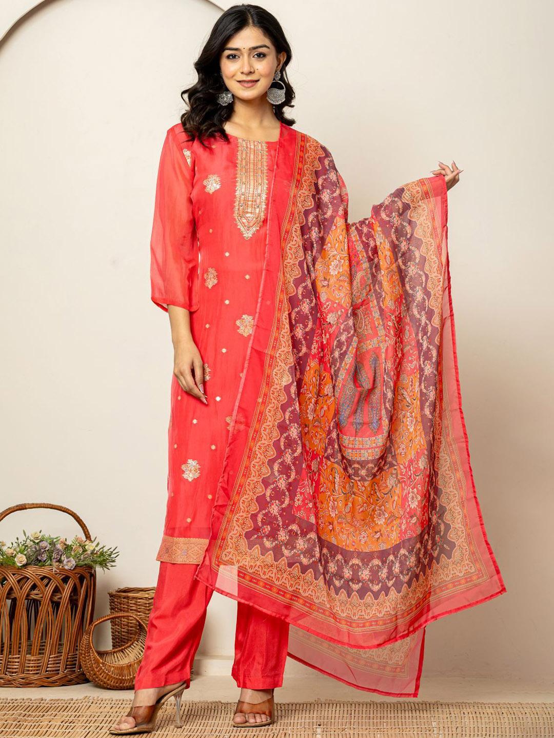 Buy Kiaasa Women Ethnic Motifs Regular Kurta With Trousers & With ...