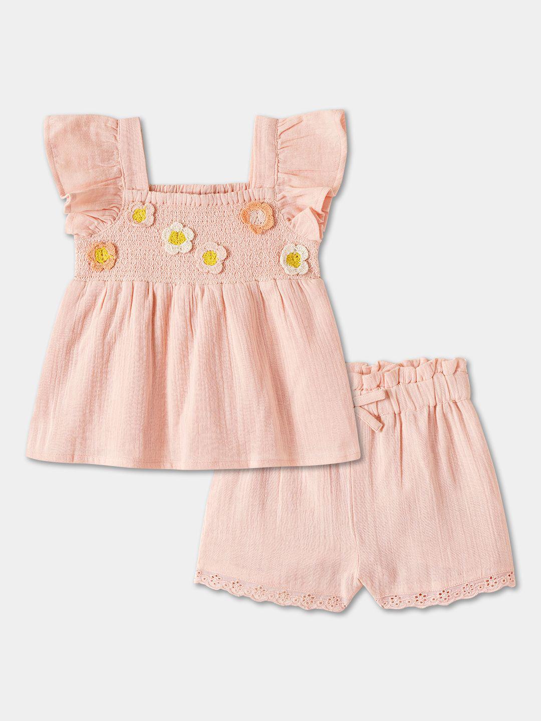 Buy R&B Girls Floral Embellished Pure Cotton Top With Shorts - Clothing ...