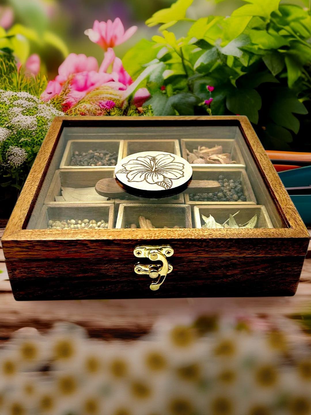 Buy Angira Handicrafts Brown Wooden Spice Box - Box for Women 34856171 ...