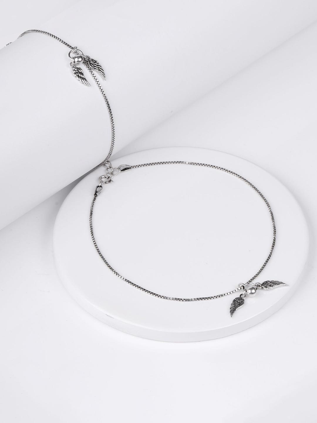 Buy GIVA 925 Sterling Silver Plated Oxidised Wing Anklet Anklets ...