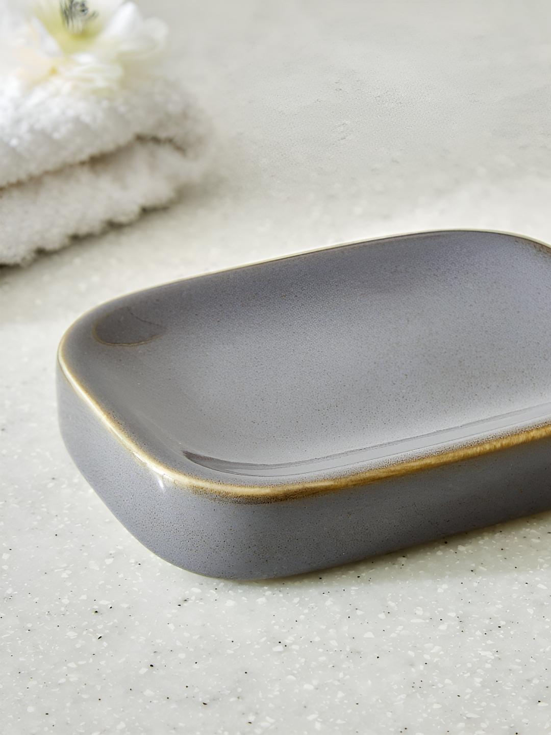 Buy Home Centre Grey & Brown Spark Reactive Ceramic Soap Dish ...