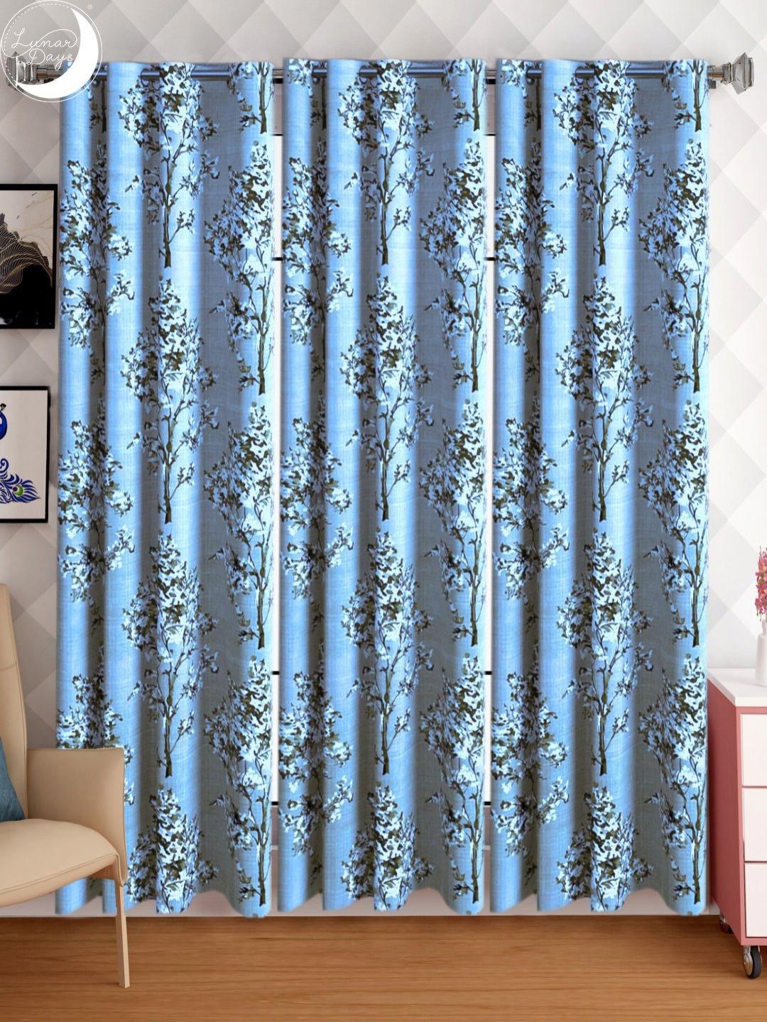 Buy Lunar Days Blue 3 Pieces Room Darkening Long Door Curtain ...
