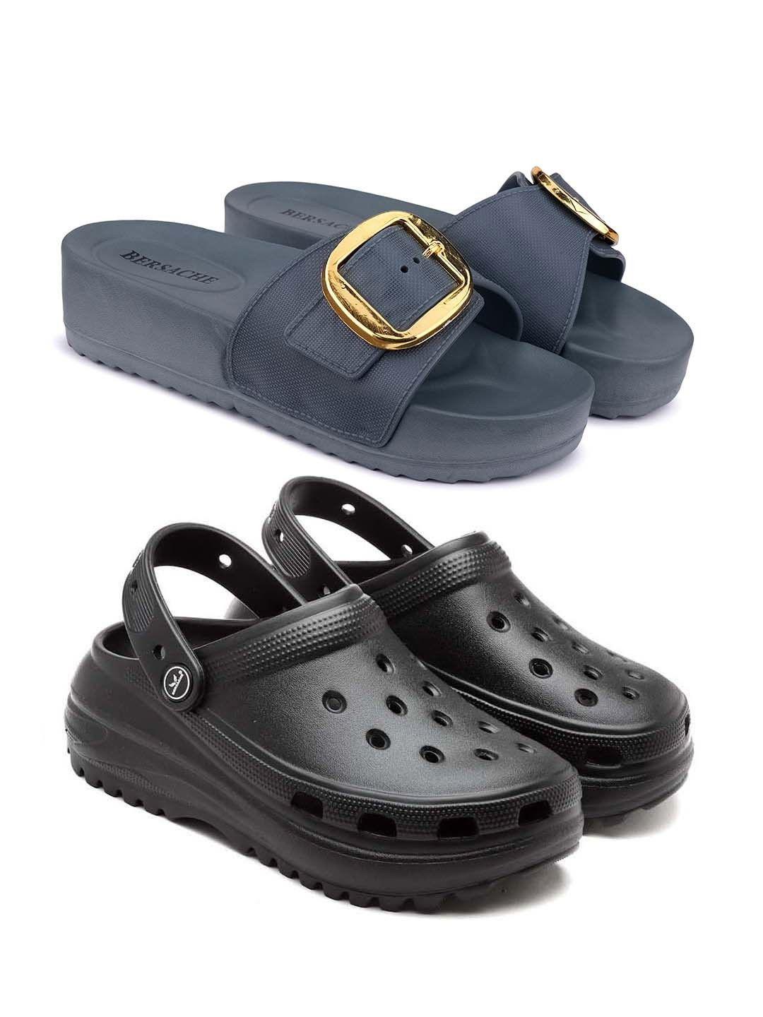 Buy BERSACHE Women Set Of 2 Clogs & Sliders - Flip Flops for Women ...