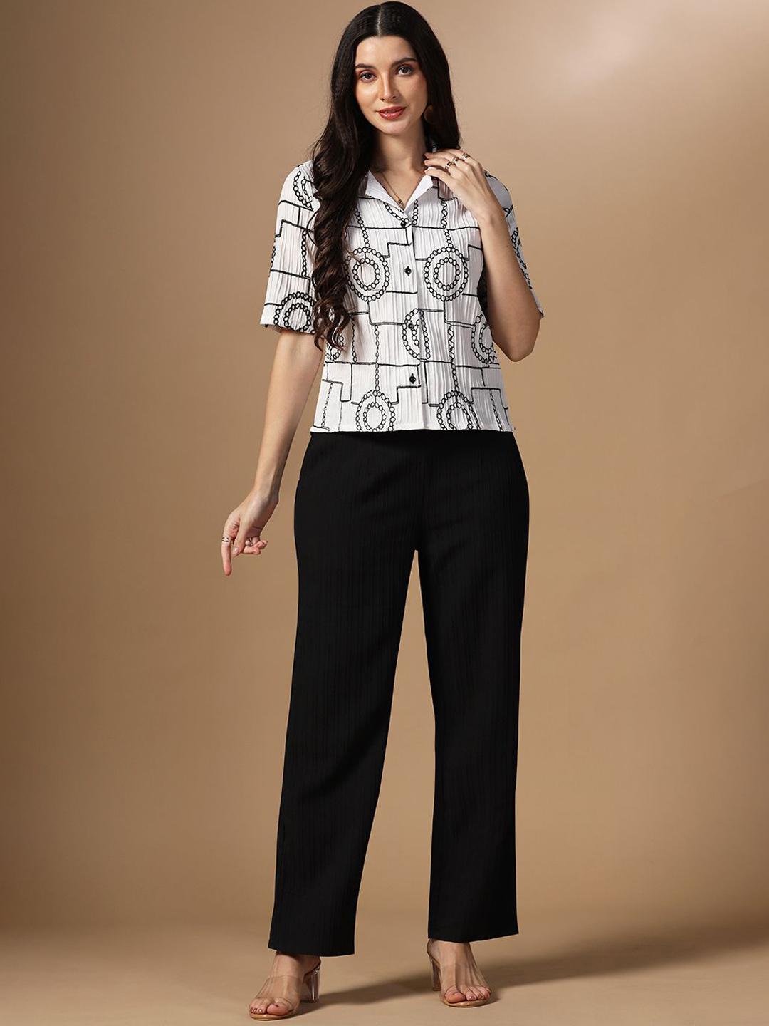 Buy OMPAX Embroidered Shirt With Trousers Co Ords - Co Ords for Women ...