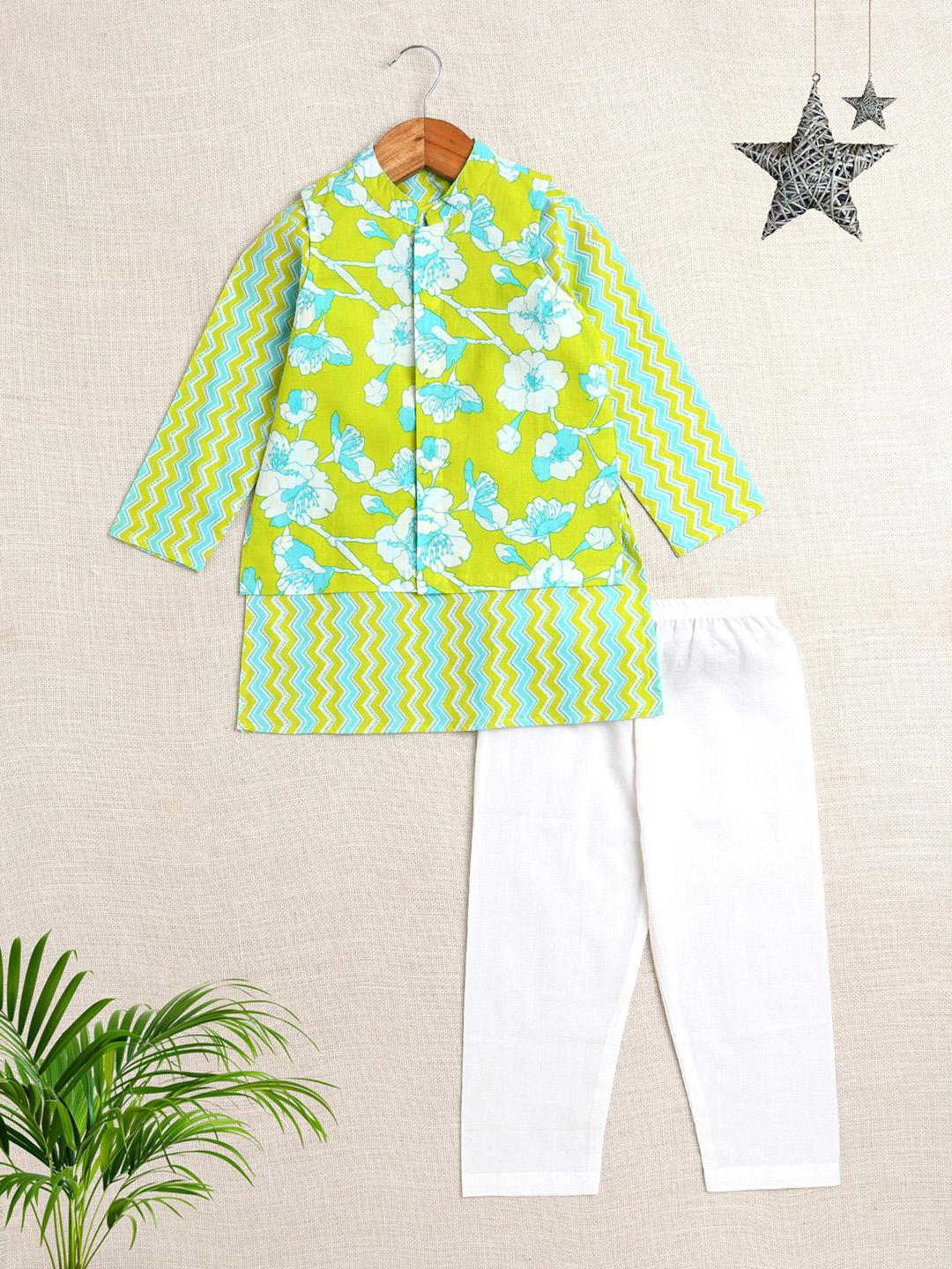 Buy The Magic Wand Boys Chevron Printed Mandarin Collar Pure Cotton ...
