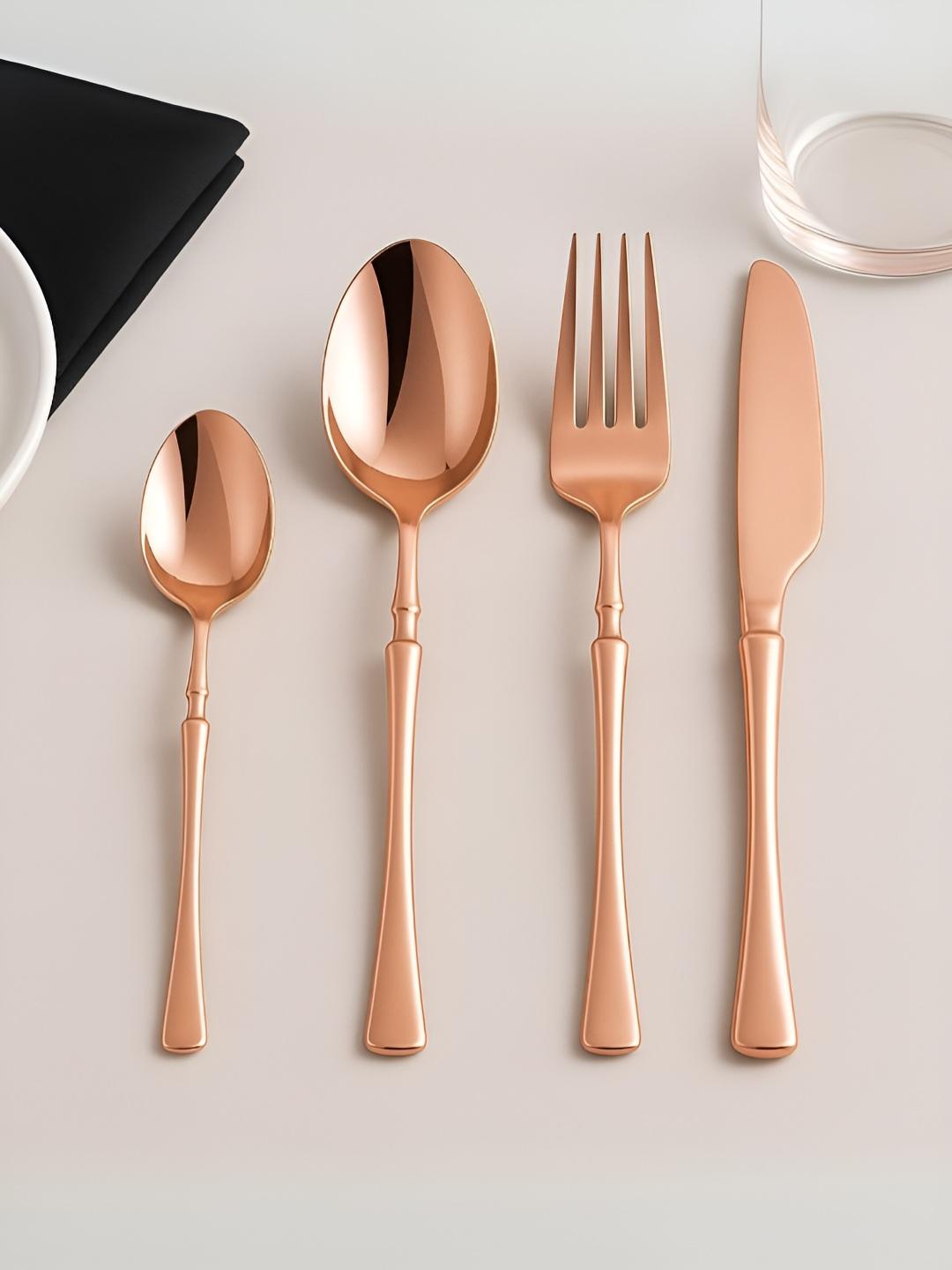 Buy Myntra Elegant Homes Rose Gold 24 Pieces Stainless Steel Cutlery ...