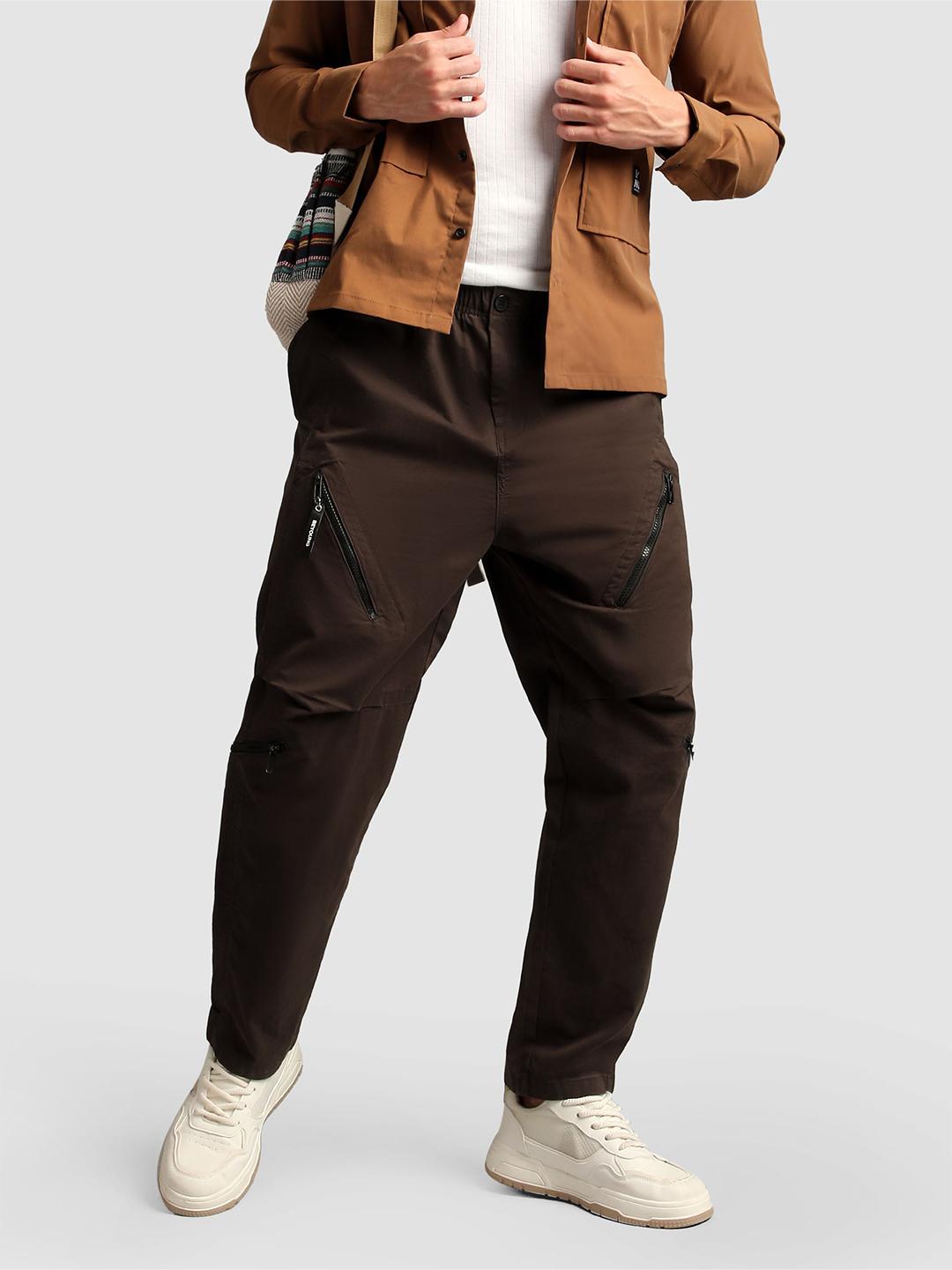 Buy Beyoung Men Regular Fit Pocket Utility Cargo Trousers - Trousers ...