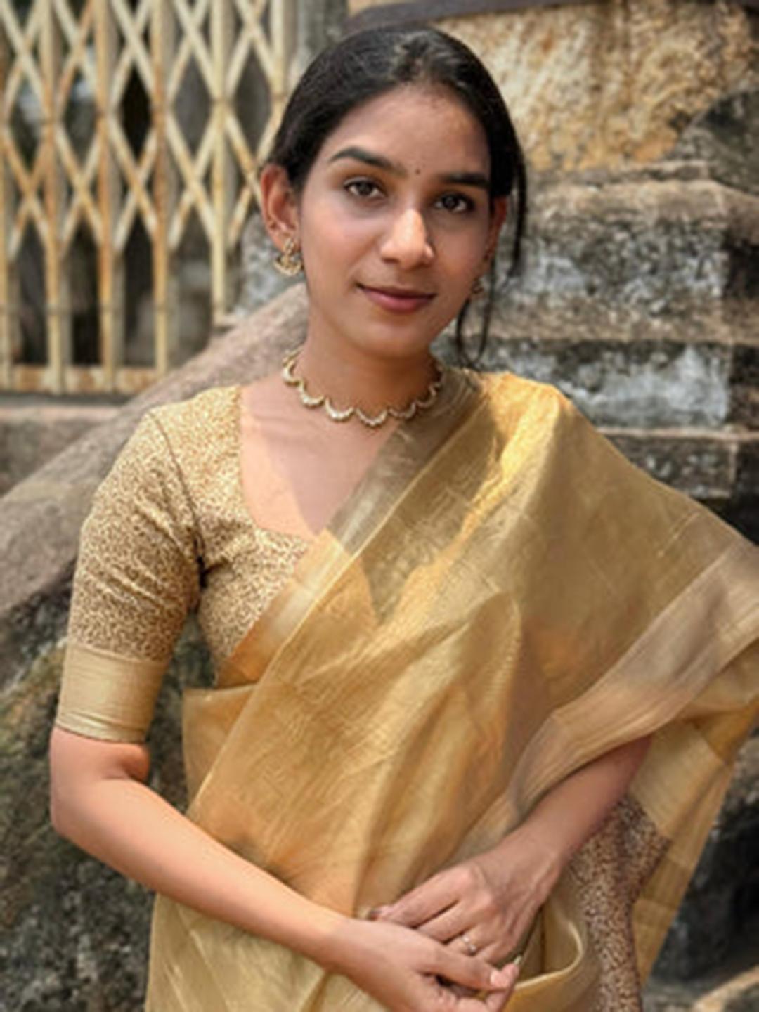 Buy MySilkLove Metallic Gold Tissue Saree - Sarees for Women 34920198 ...