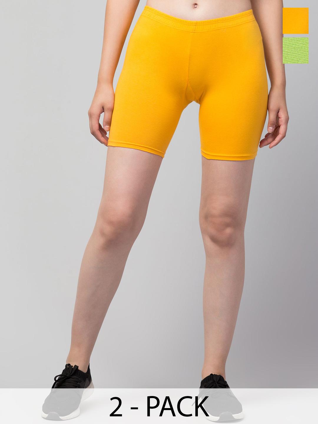 Buy HIRRUX Women Pack Of 2 Skinny Fit Low Rise Running Shorts - Shorts ...