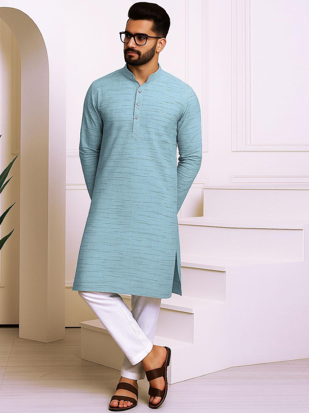 Buy JASHNA Men Printed Mandarin Collar Regular Kurta With Pyjamas ...
