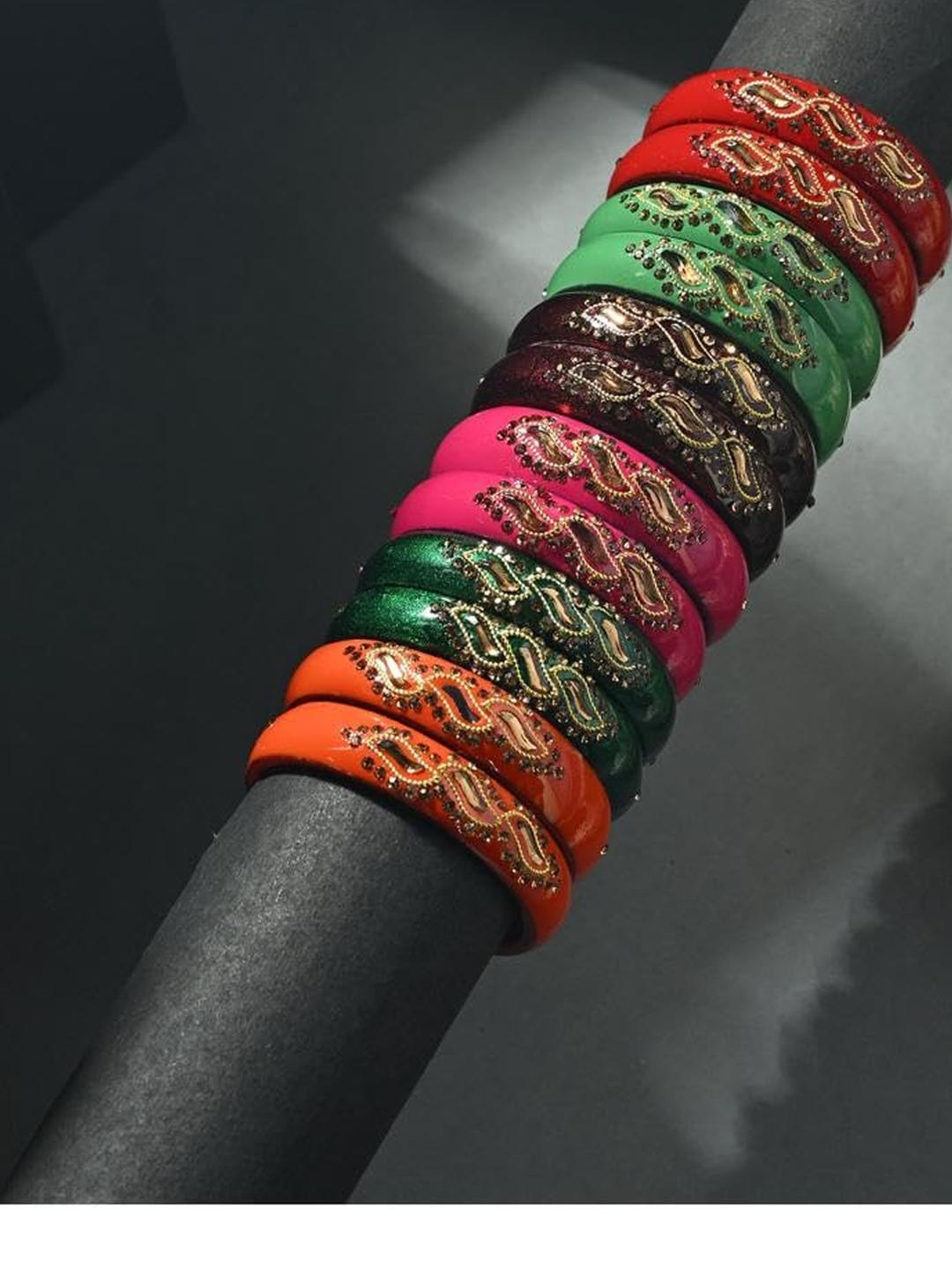 Buy 1ST TIME Women Pack Of 12 Traditional Handcrafted Bangles - Bangle ...
