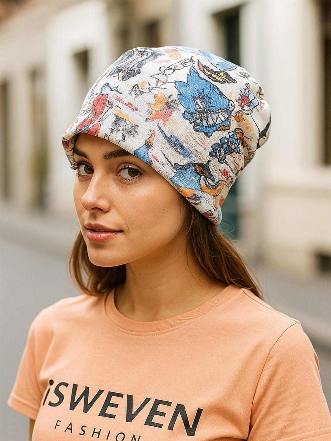 Buy ISWEVEN Unisex Printed Cotton Beanie - Caps for Unisex 34965264 ...