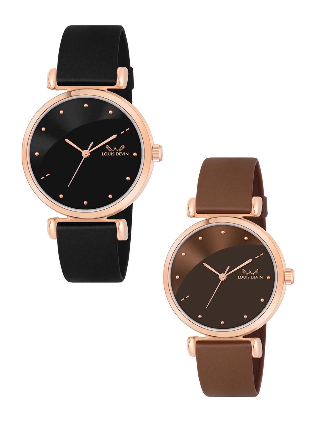 Buy LOUIS DEVIN Women Set Of 2 Embellished Analogue Watch LDCM 191 BLK ...