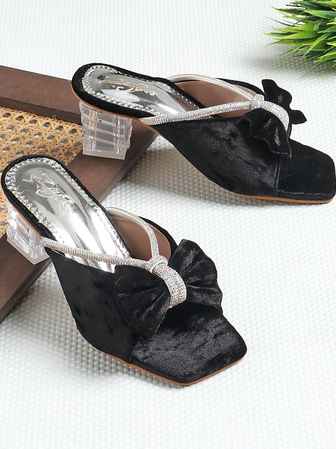 Buy ZAYSOO Women Ethnic Suede Open Toe Heels - Heels for Women 35005012 ...