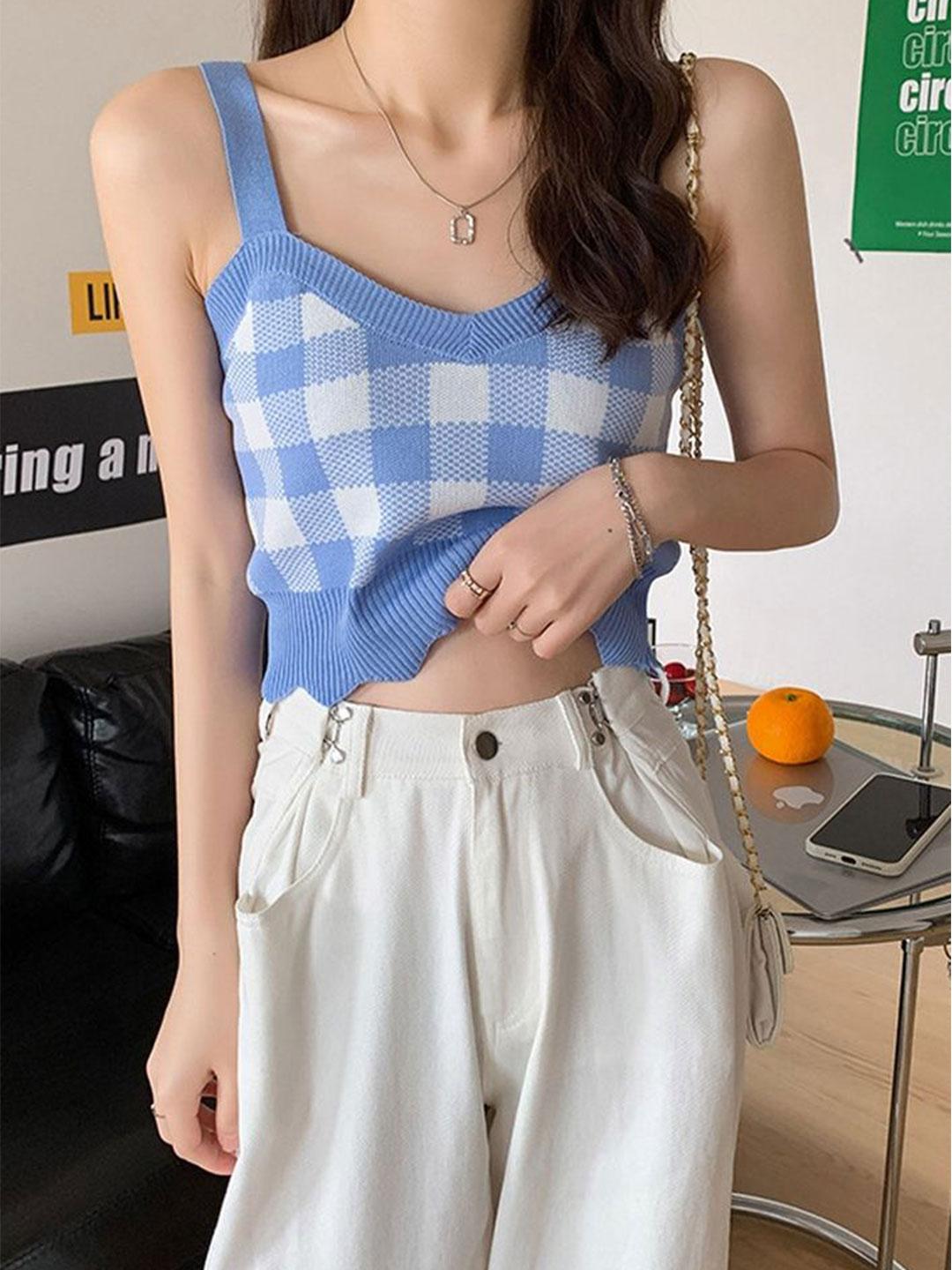 Buy LULU & SKY Women Checked Crop Top - Tops for Women 35035965 | Myntra