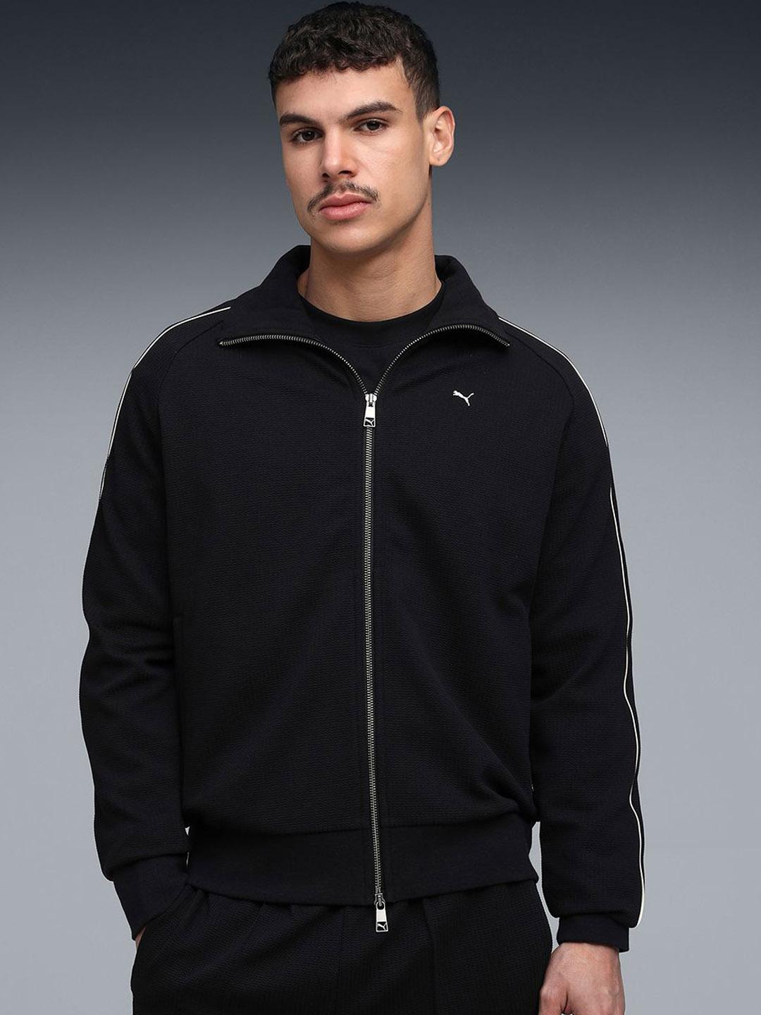 Buy Puma Men T7 Relaxed Fit Iconic Stripe Track Cotton Jacket - Jackets ...