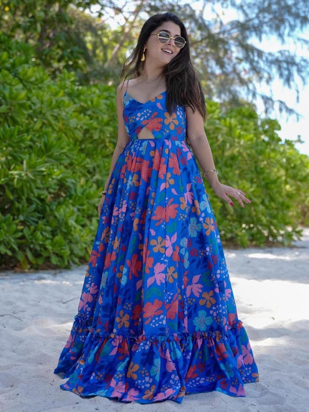 Buy BAPS Women Floral Print Fit & Flare Maxi Dress - Dresses for Women ...