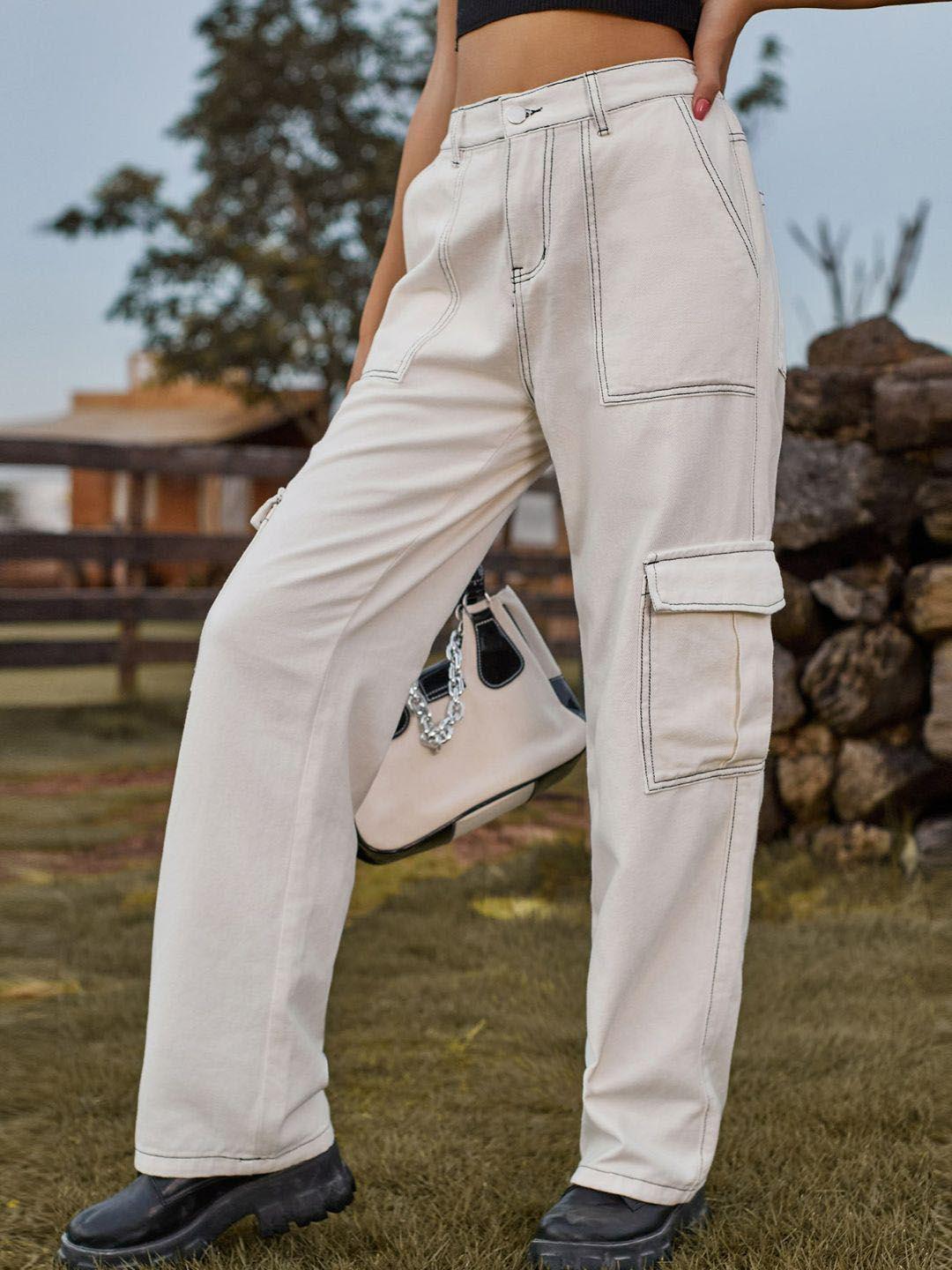 Buy Oh Rare Women Relaxed Fit High Rise Cargos - Trousers for Women ...