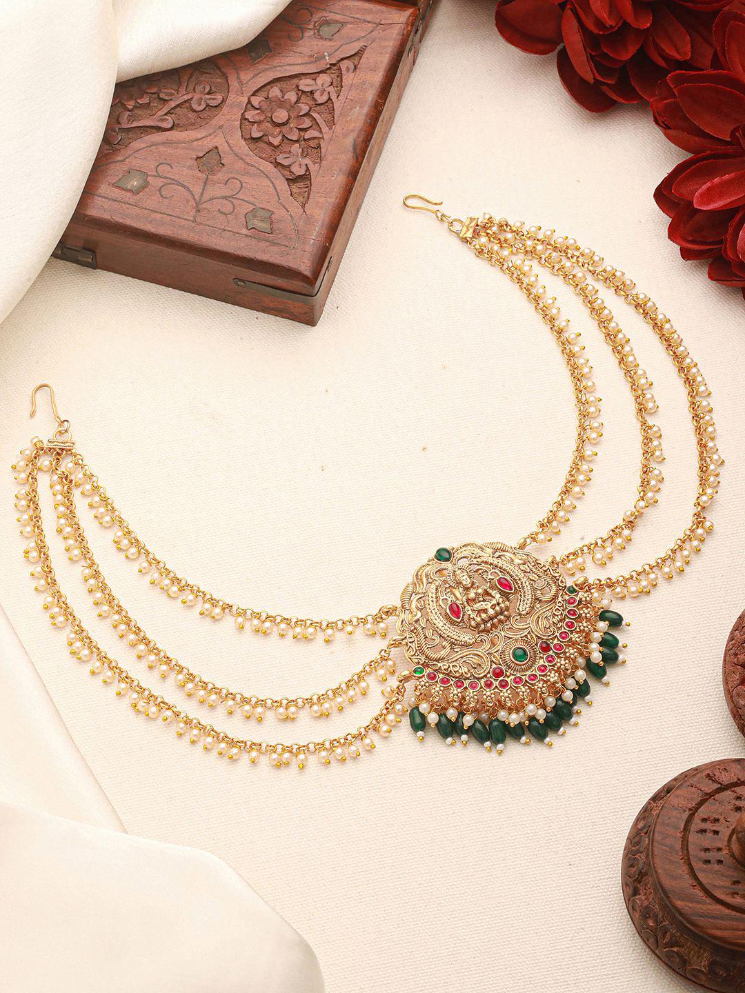 Buy Saraf RS Jewellery Gold Plated American Diamond Studded Matha Patti ...