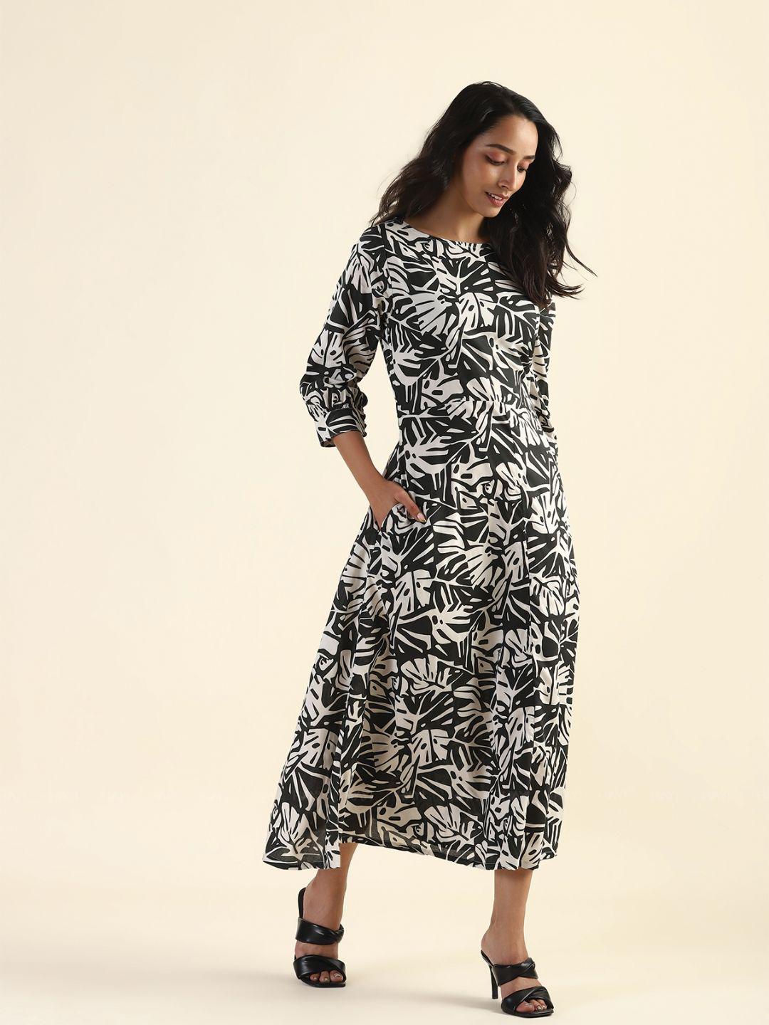 Buy HAY Printed Puff Sleeves Fit And Flre Maxi Dress - Dresses for ...