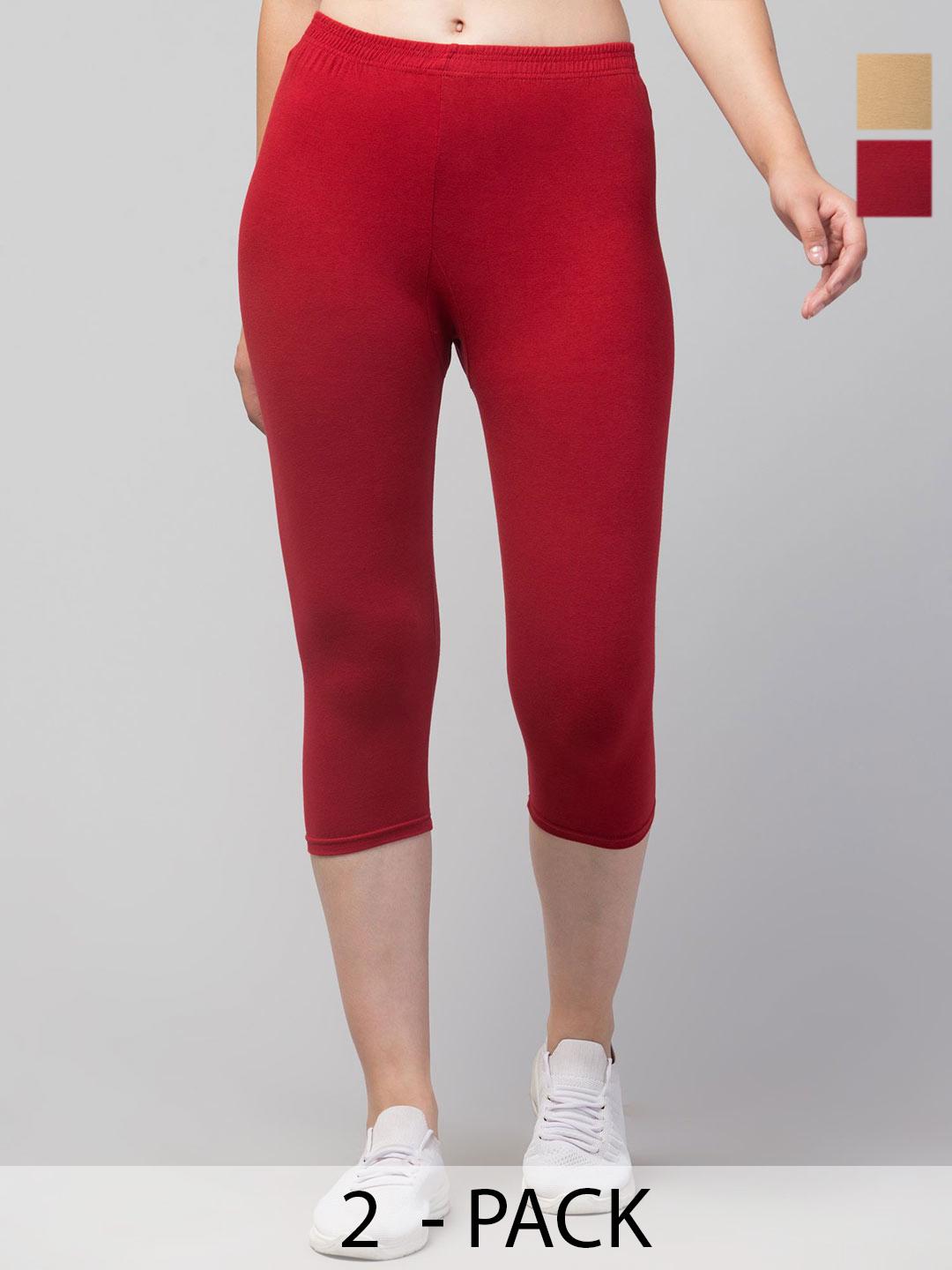 Buy Attire Zone Women Pack 2 Skinny Fit Mid Rise Cotton Capris - Capris ...