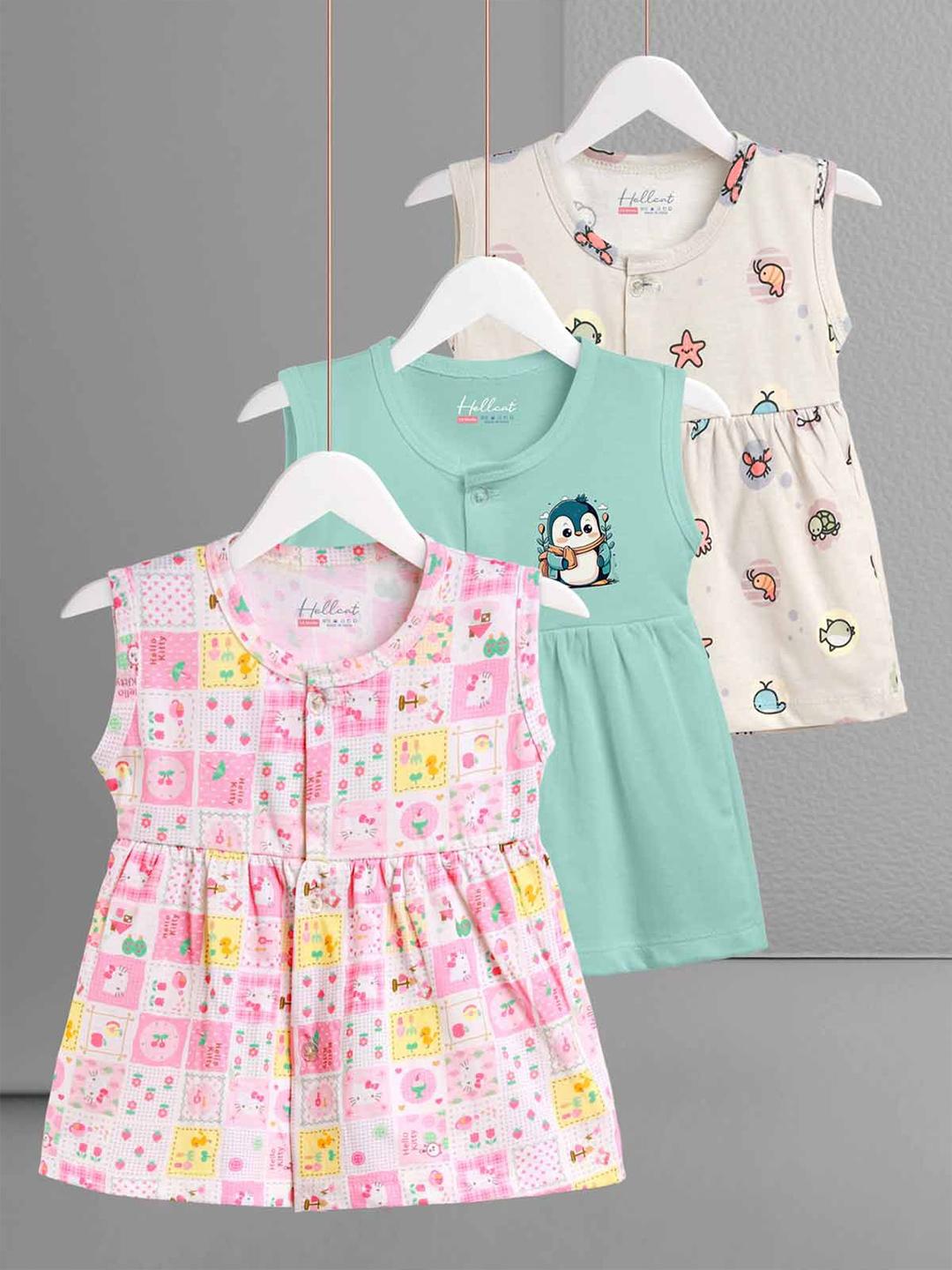 Buy HELLCAT Girls Pack Of 3 Printed A Line Dress - Dresses for Girls ...