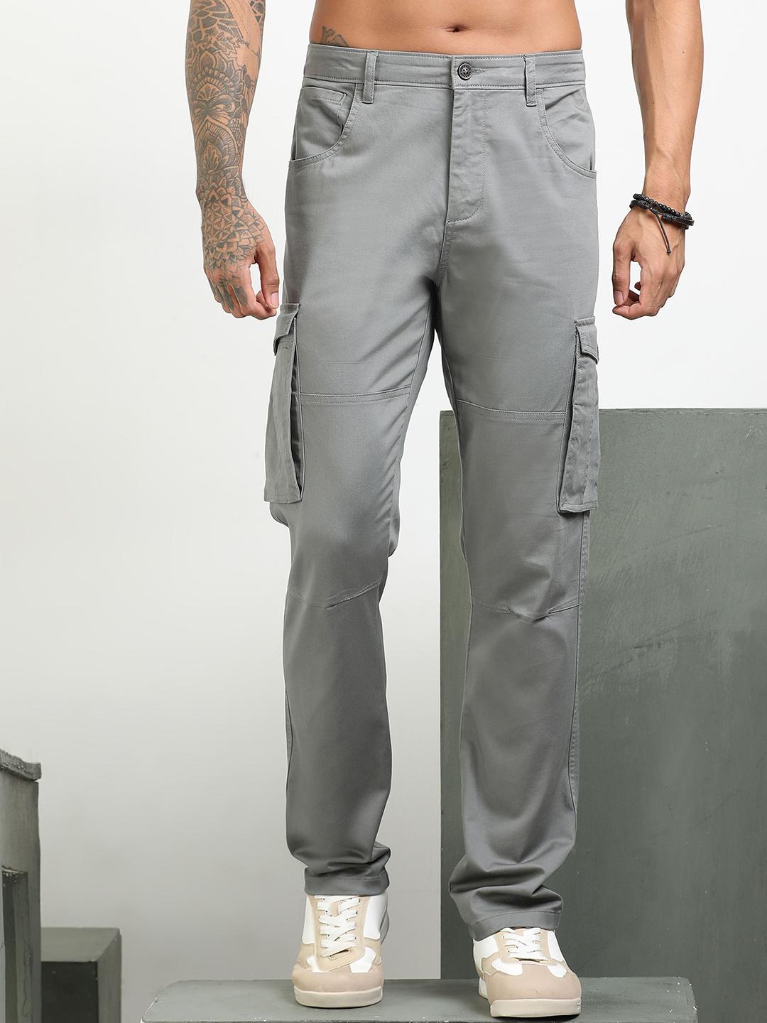 Buy RIGS AND RAGS Men Solid Relaxed Straight Leg Cargos Trousers ...