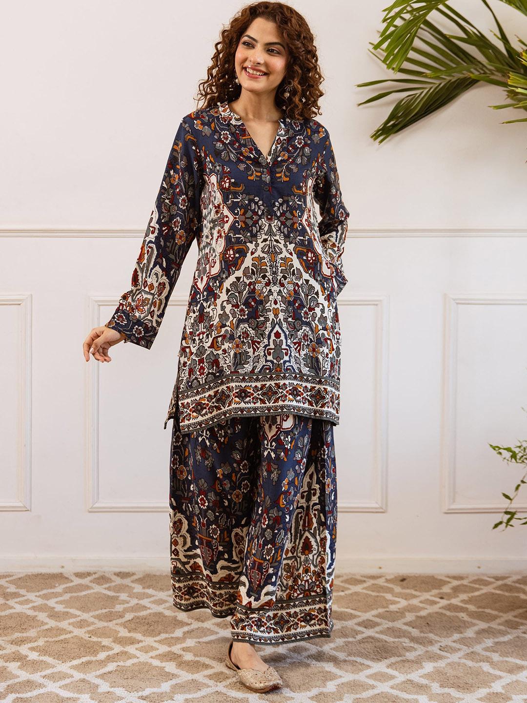 Buy Nehamta Women Ethnic Motifs Printed Regular Kurta With Palazzos ...