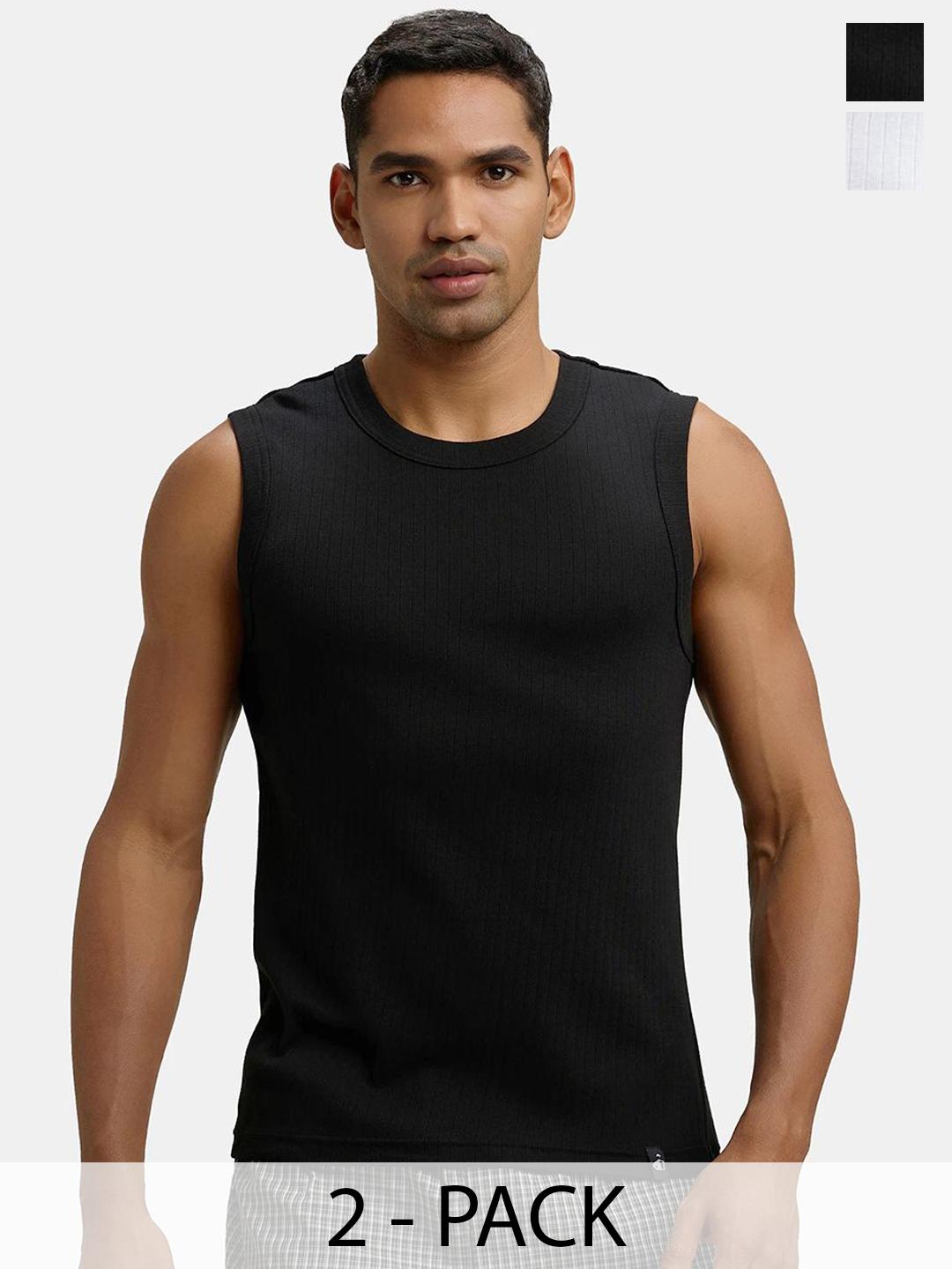 Buy Jockey Pack Of 2 Super Combed Cotton Rib Solid Round Neck Muscle ...