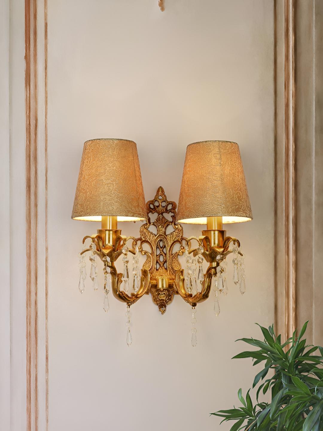 Buy Fos Lighting Gold Toned & White Frustum Shaped Aluminium Wall Lamp ...