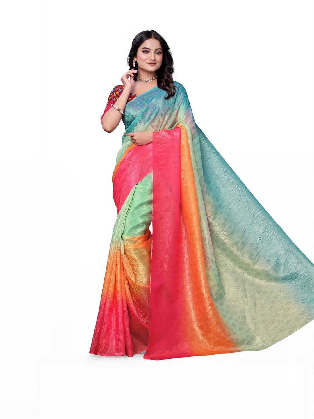 Buy PARVOTSAV Multi Polyester Saree - Sarees for Women 35094020 | Myntra