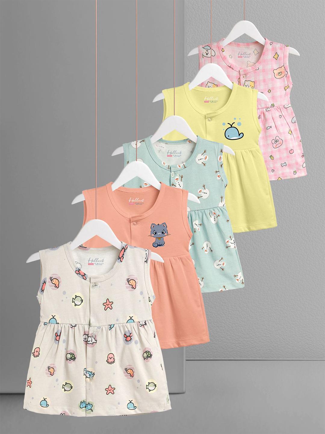Buy HELLCAT Girls Pack Of 5 Graphic Printed Pure Cotton Shirt Dress ...