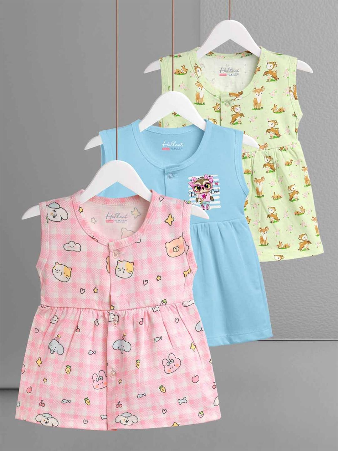 Buy HELLCAT Girls Pack Of 3 Printed A Line Dress - Dresses for Girls ...