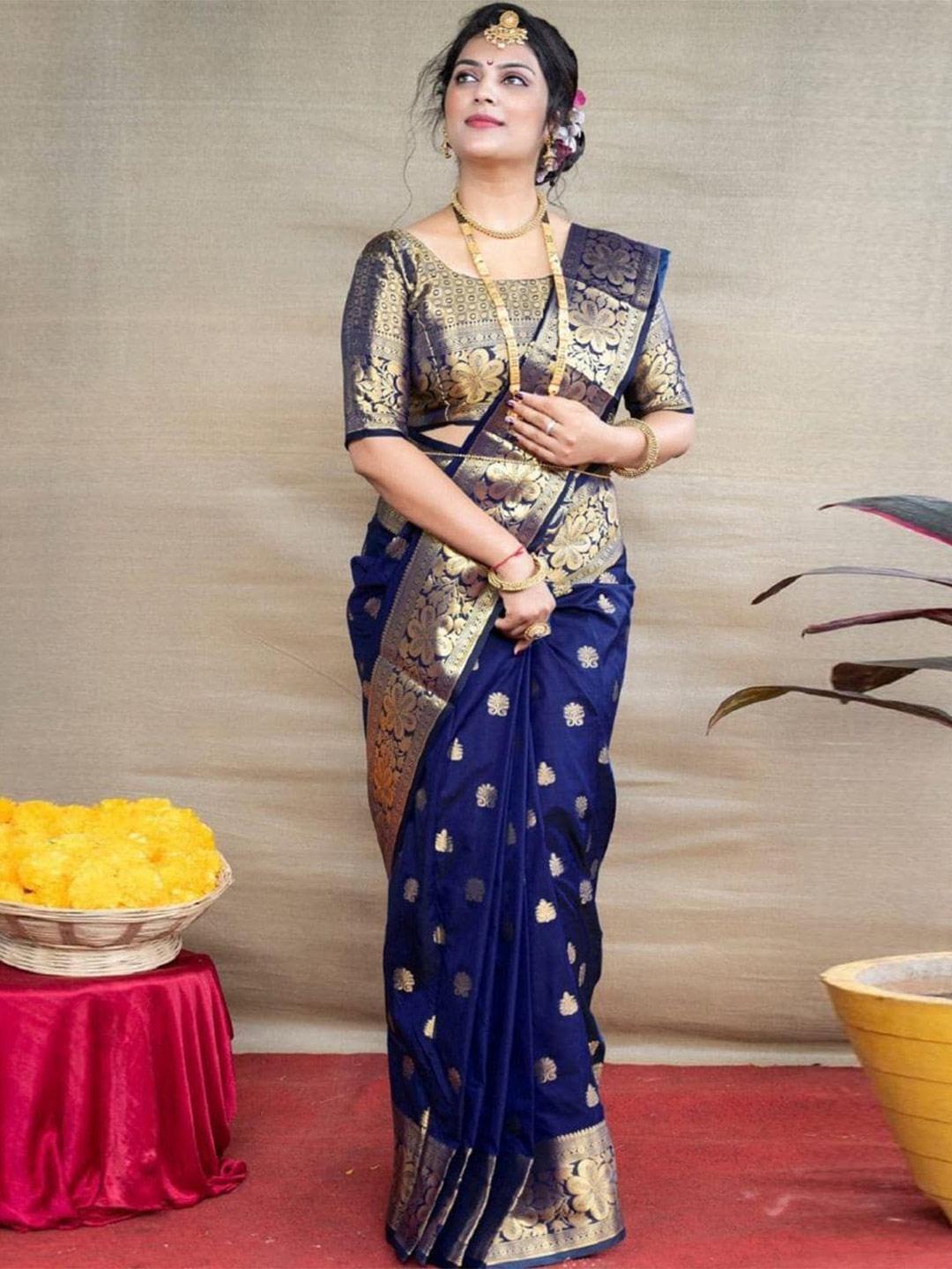 Buy Dhyey Fashion Ethnic Motifs Woven Design Zari Banarasi Saree ...