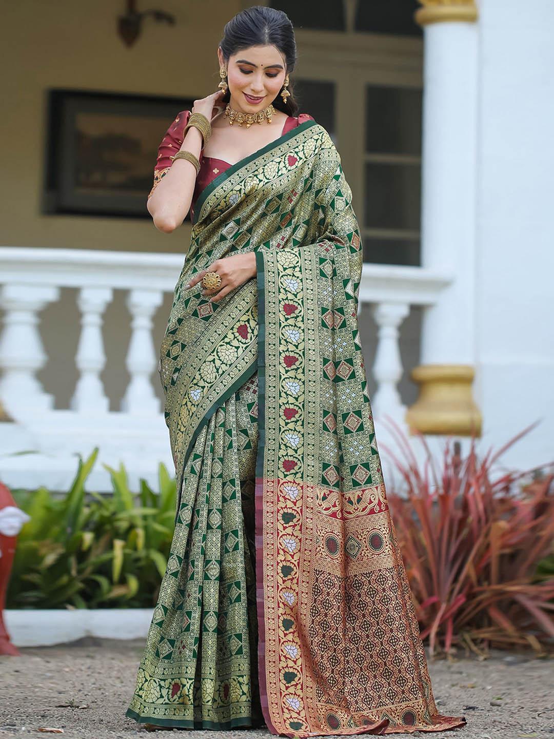 Buy Dhyey Fashion Woven Design Zari Banarasi Saree - Sarees for Women ...